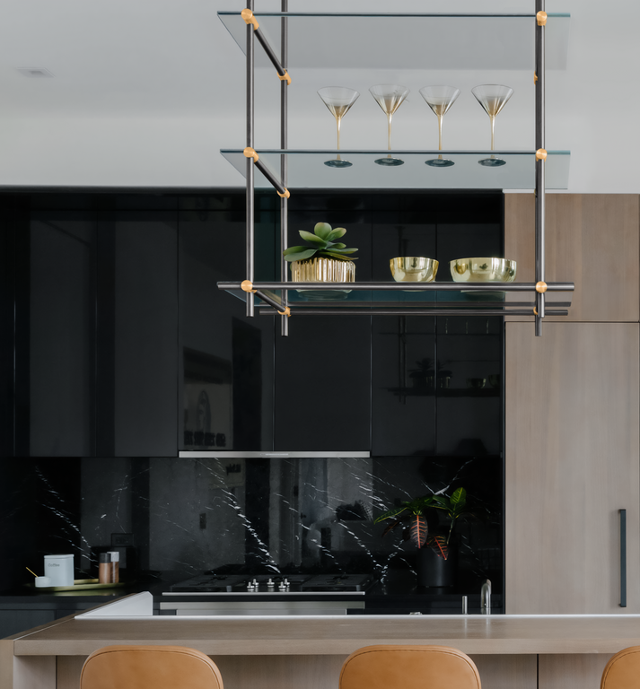 Ceiling Mounted | Suspended Shelving with Glass Shelves | Amuneal Coll
