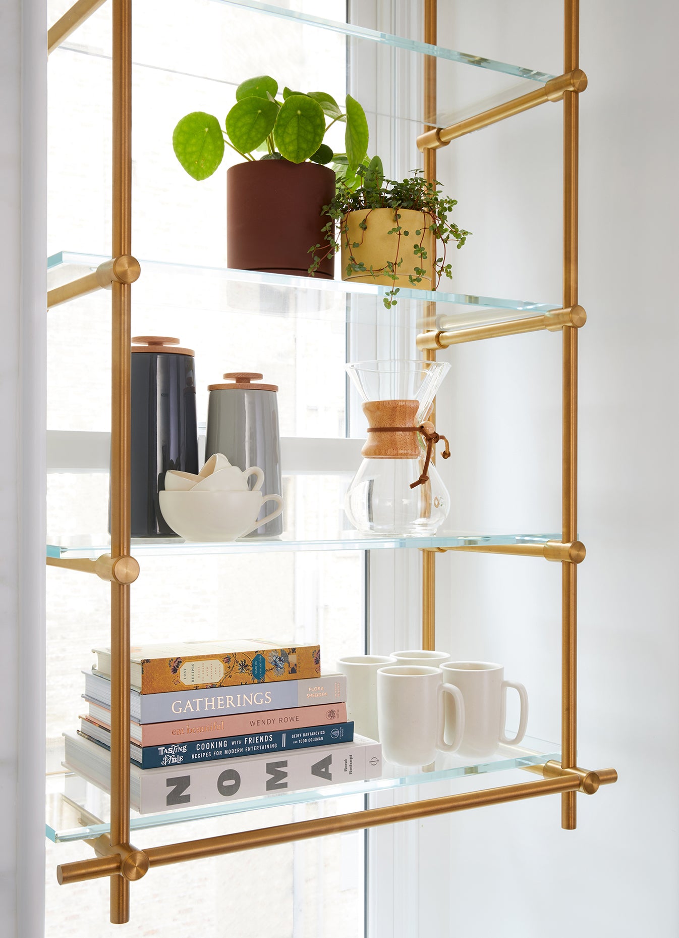 Ceiling Mounted | Suspended Shelving with Glass Shelves | Amuneal Coll